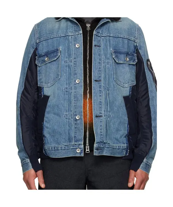 Sacai Panelled Denim Jacket - Blue