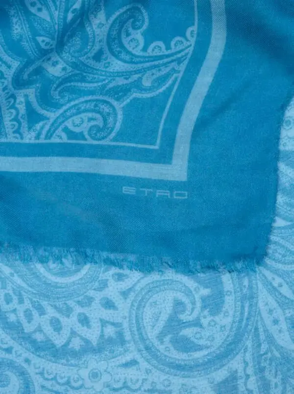 Etro Paisley Cashmere-blend Scarf - Light Blue