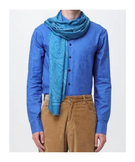 Etro Paisley Cashmere-blend Scarf - Light Blue