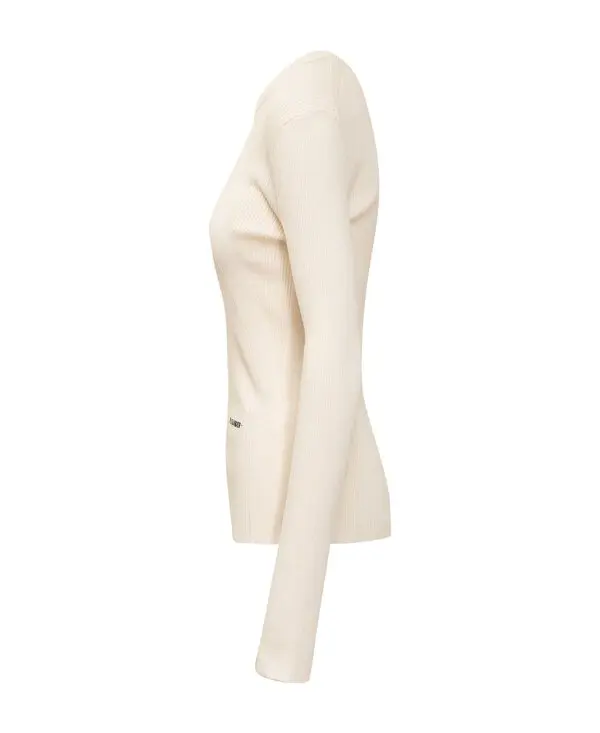 JIL SANDER Ribbed Crewneck Long Sleeve Jumper - Nude