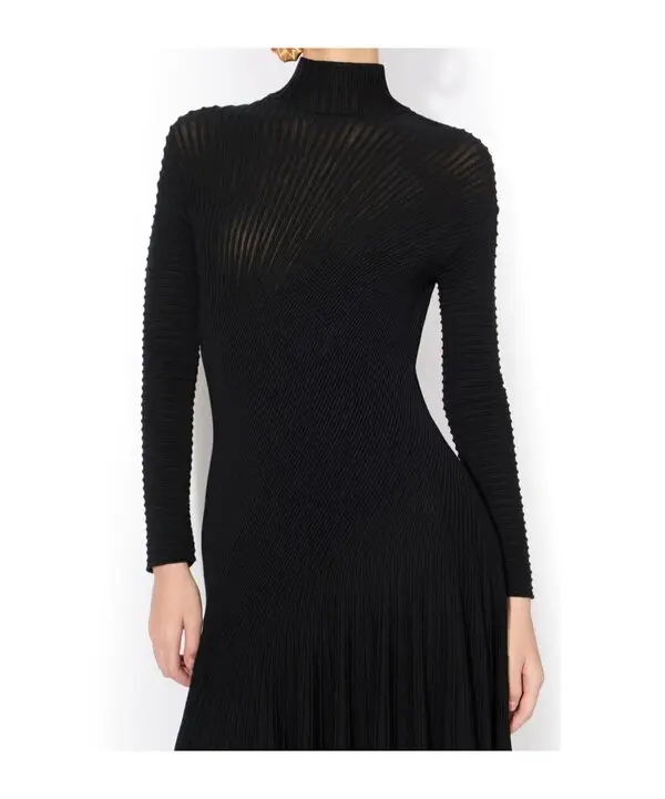 Alaïa Twisted Wool Knit Midi Dress