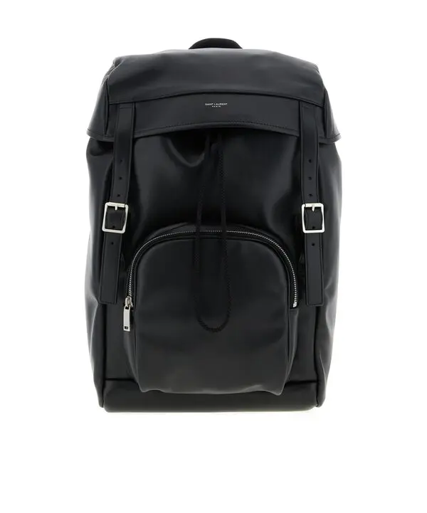 Saint Laurent Logo Printed Buckle Fastening Backpack - Black