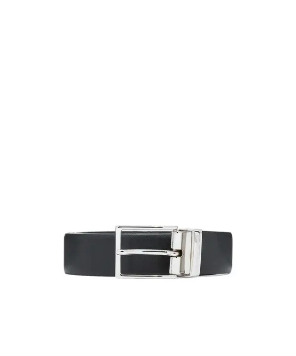Emporio Armani Logo Engraved Buckle Belt - Black