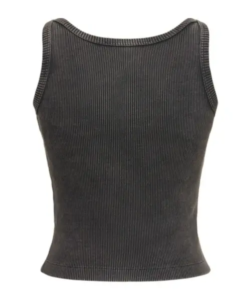Alessandra Rich Ribbed Vest With Embroidered Logo Patch