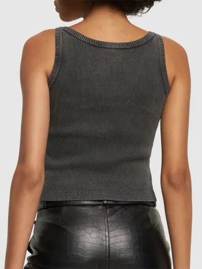 Alessandra Rich Ribbed Vest With Embroidered Logo Patch