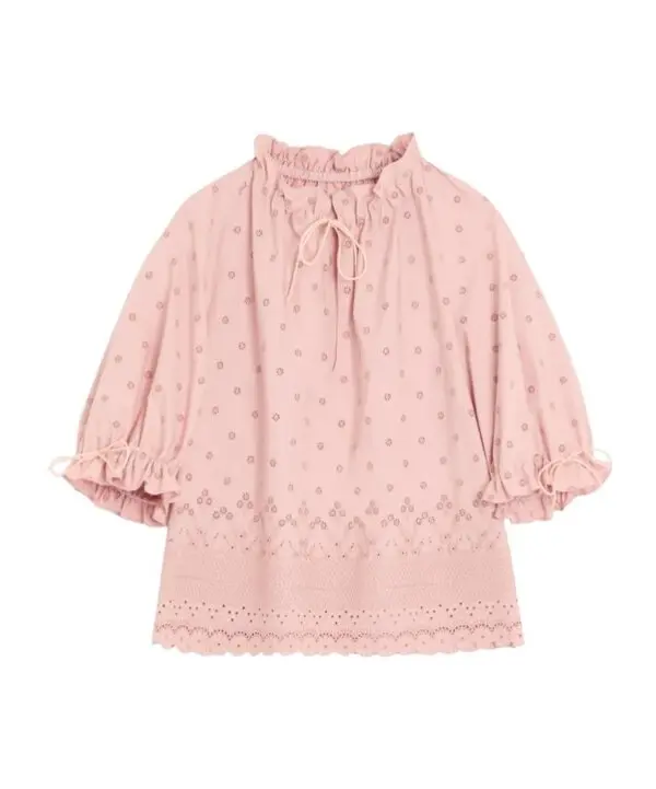 Valentino Garavani Puff-sleeved Blouse With Ruffled Details - Pink