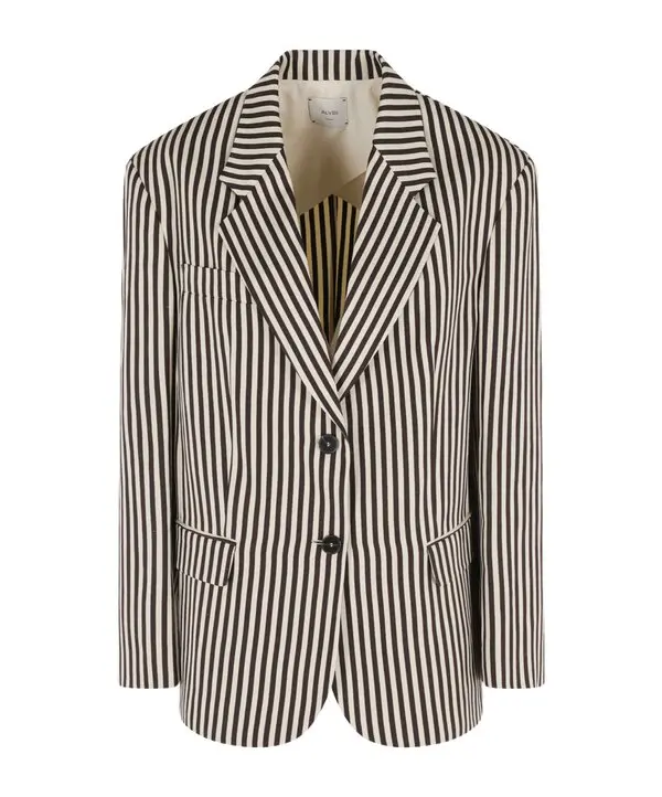 ALYSI Single Breasted Striped Blazer - White