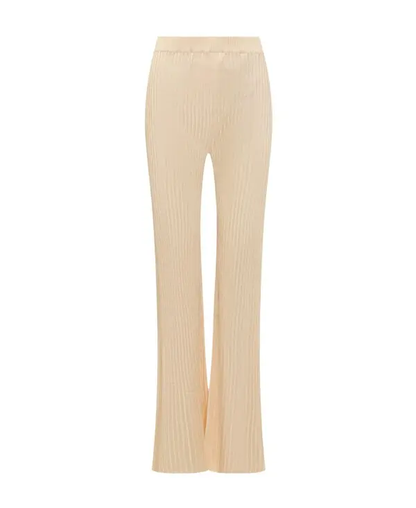 JIL SANDER High-waisted Ribbed Knit Trousers - Nude