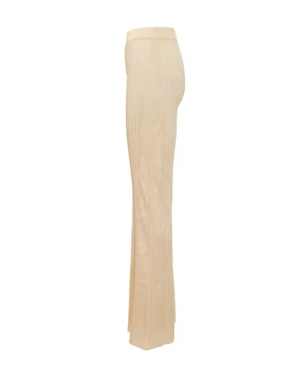 JIL SANDER High-waisted Ribbed Knit Trousers - Nude