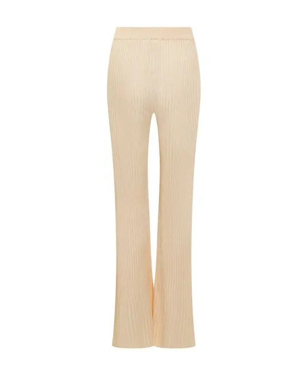 JIL SANDER High-waisted Ribbed Knit Trousers - Nude