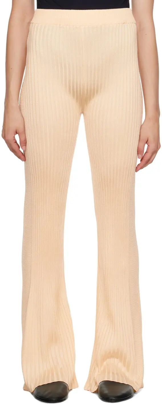 JIL SANDER High-waisted Ribbed Knit Trousers - Nude