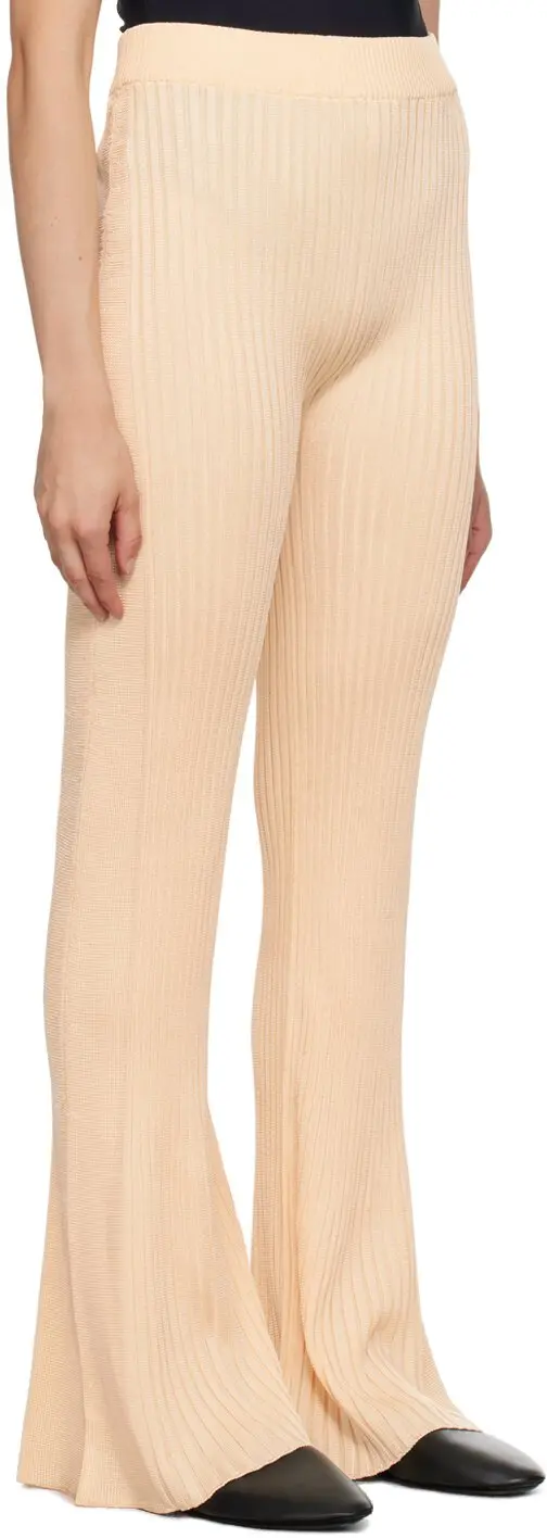 JIL SANDER High-waisted Ribbed Knit Trousers - Nude