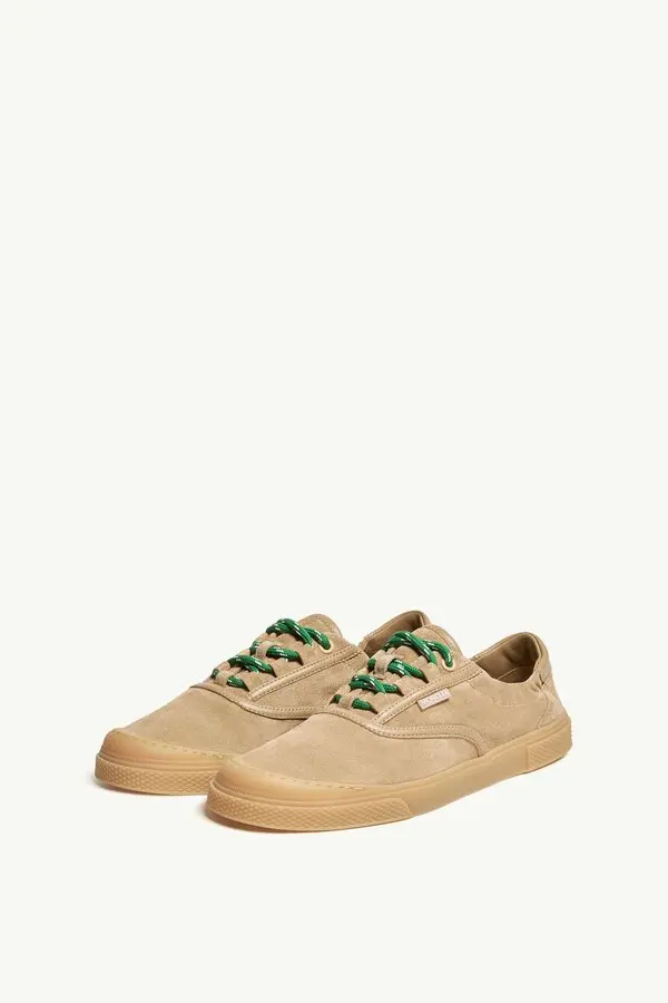Moncler Vera Suede Lace-up Sneakers - Beige