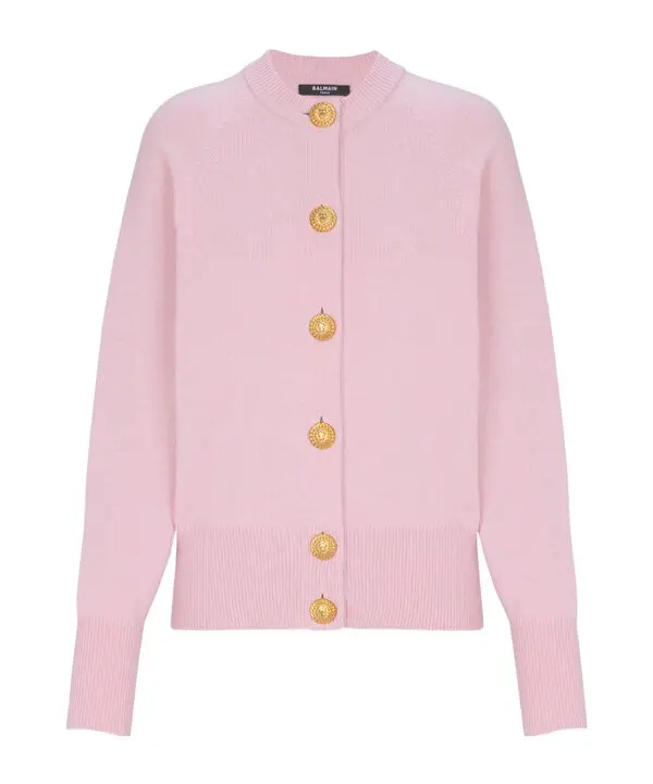 Balmain Buttoned Crewneck Cardigan - Pink