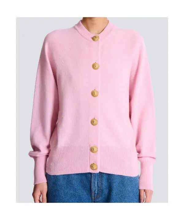 Balmain Buttoned Crewneck Cardigan - Pink