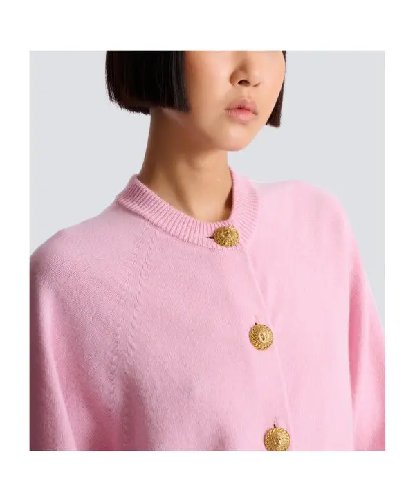 Balmain Buttoned Crewneck Cardigan - Pink
