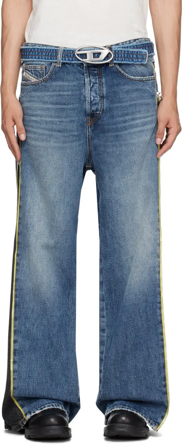 DIESEL® Logo-patch Wide-leg Jeans