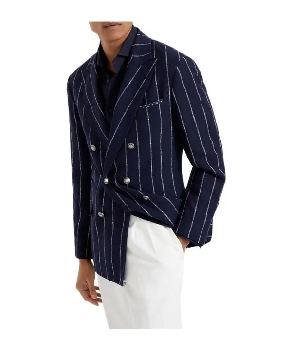 Brunello Cucinelli Striped Double-breasted Blazer - Black