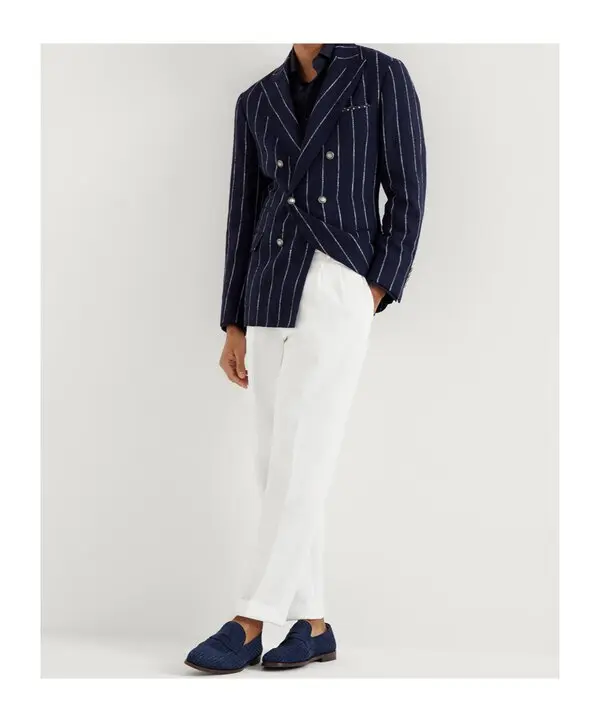 Brunello Cucinelli Striped Double-breasted Blazer - Black