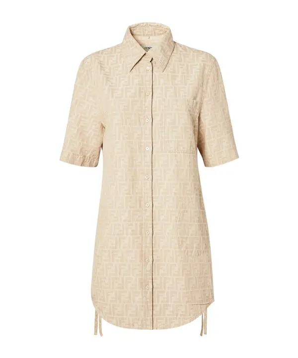 Fendi Ff Chambray Mini Dress - Beige