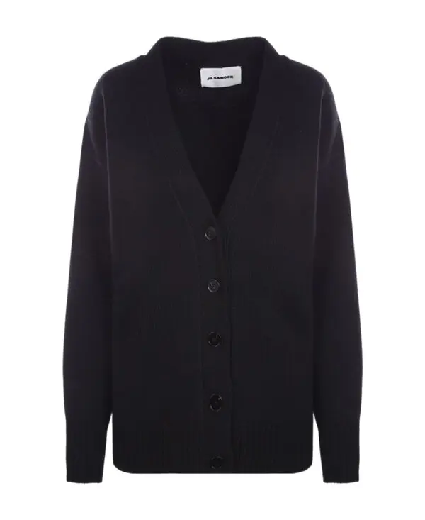 JIL SANDER V-neck Knitted Cardigan - Black