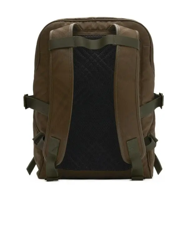 Burberry Checked Jacquard Zipped Backpack - Army Green