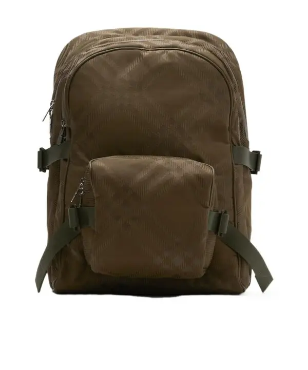 Burberry Checked Jacquard Zipped Backpack - Military Color