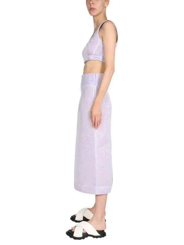 JIL SANDER Paisley Print Sleeveless Cropped Top