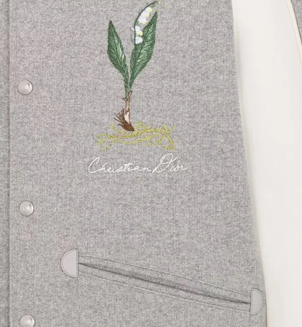 Dior Lily Of The Valley Embroidered Varsity Jacket