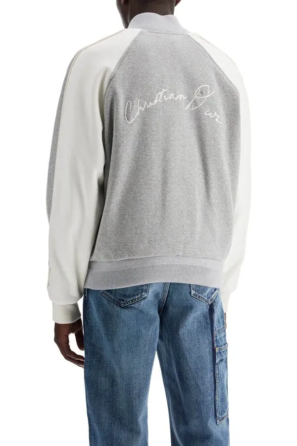 Dior Lily Of The Valley Embroidered Varsity Jacket - Grey