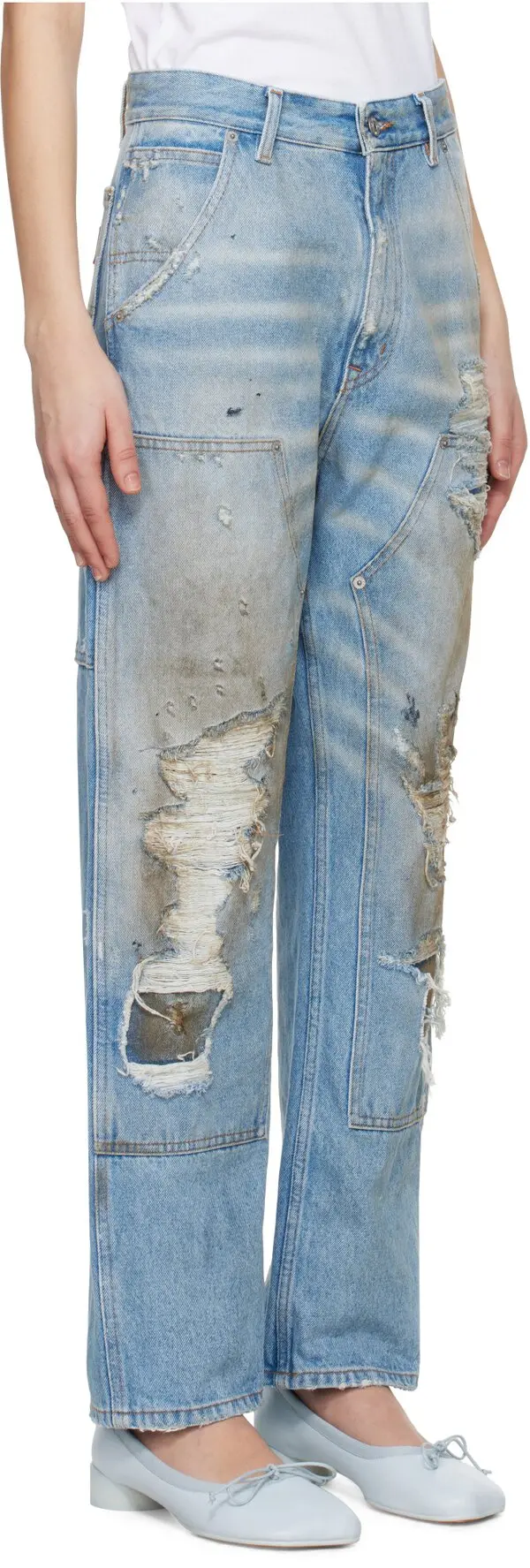 MAISON MARGIELA Distressed Light Wash Carpenter Jeans