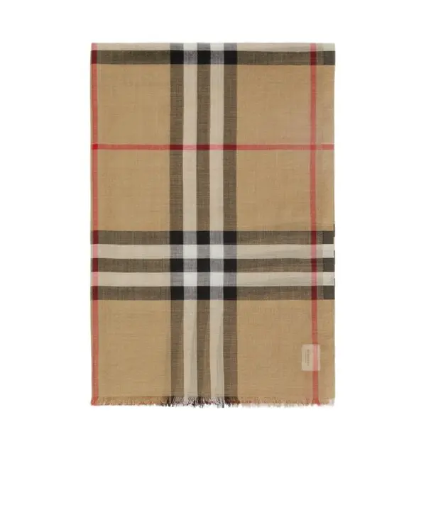 Burberry Checked Frayed-edge Scarf - Green