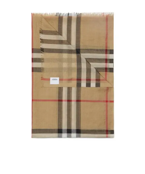 Burberry Checked Frayed-edge Scarf - Green