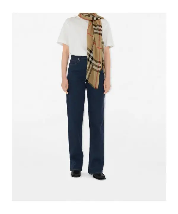 Burberry Checked Frayed-edge Scarf - Green