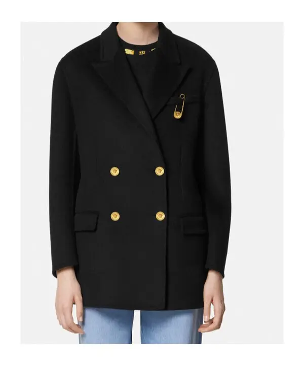 Versace Double-breasted Peak Lapel Coat