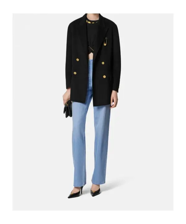 Versace Double-breasted Peak Lapel Coat