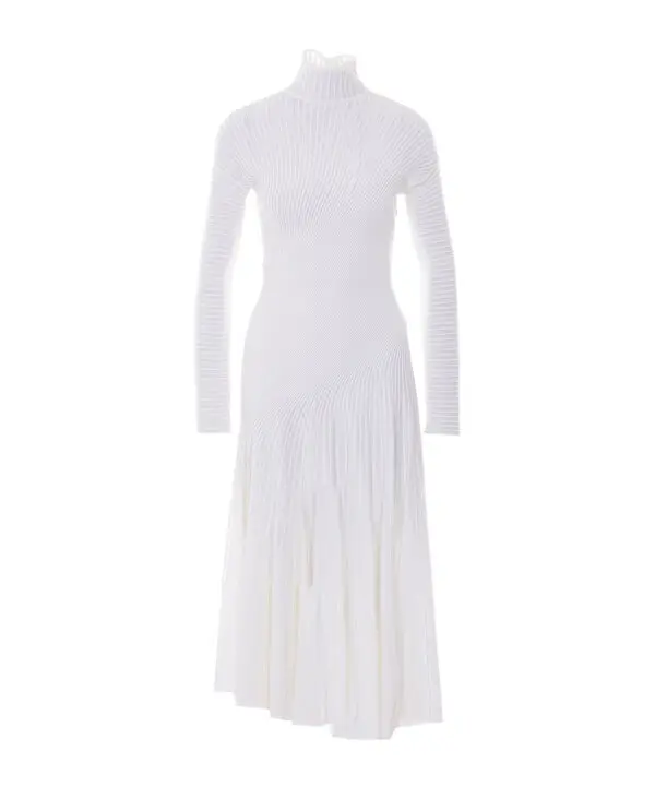 Alaïa Twisted Long Sleeve High Neck Dress - No