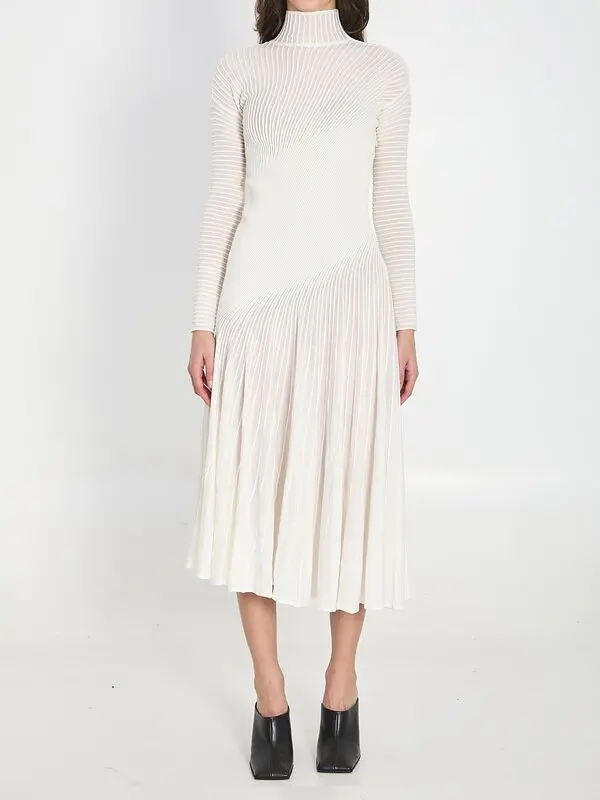 Alaïa Twisted Long Sleeve High Neck Dress