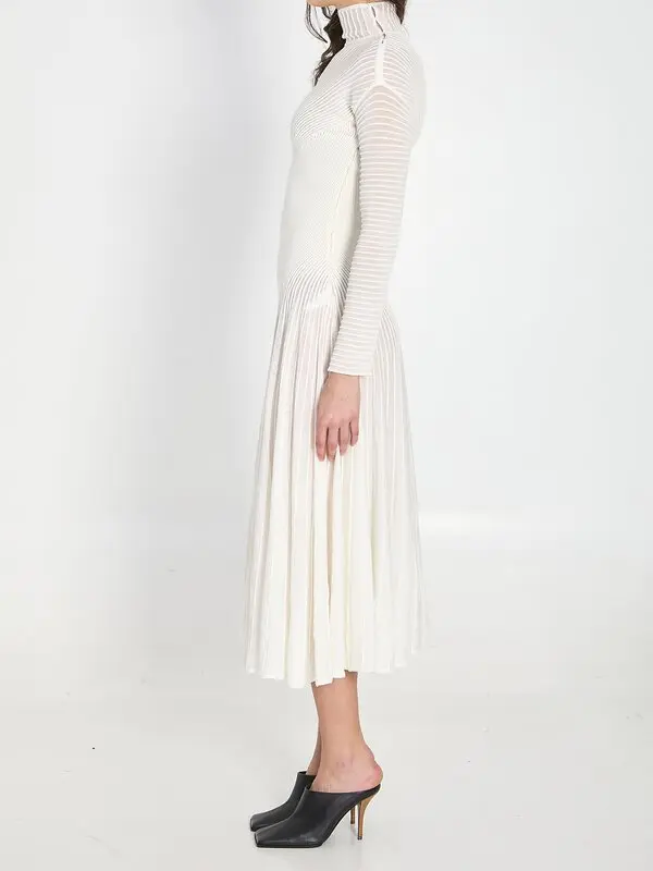 Alaïa Twisted Long Sleeve High Neck Dress