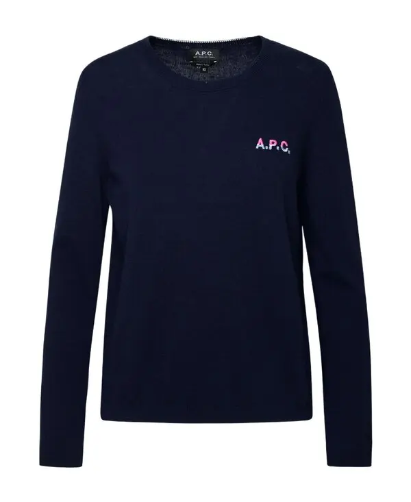 A.p.c. Logo Embroidered Crew Neck Long Sleeve Jumper - No