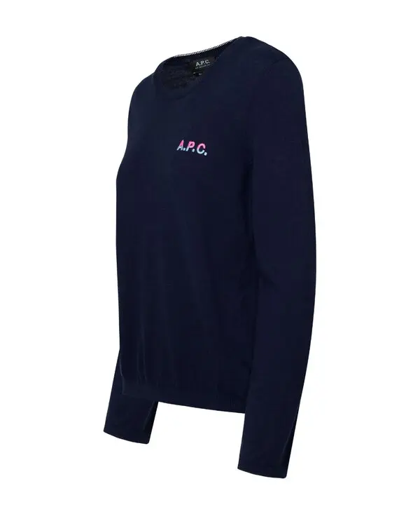 A.p.c. Logo Embroidered Crew Neck Long Sleeve Jumper - No