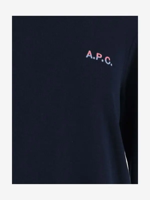 A.p.c. Logo Embroidered Crew Neck Long Sleeve Jumper - No