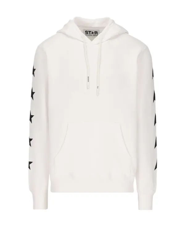 GOLDEN GOOSE Logo Printed Drawstring Hoodie - White