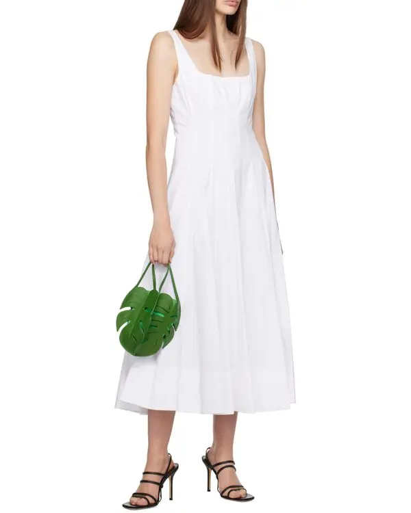 Staud Wells Pleated Long Dress - White
