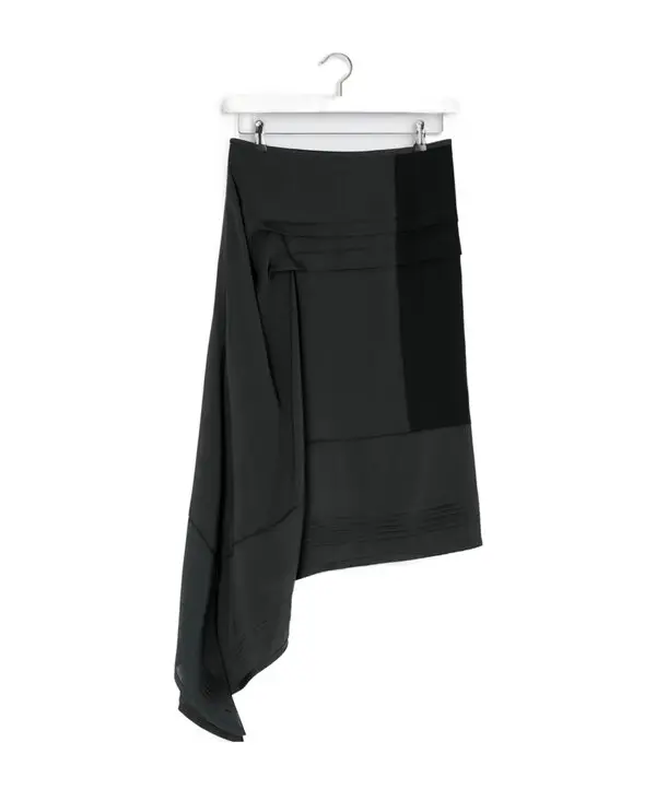 LEMAIRE Pleated Asymmetric Skirt - Slate Gray