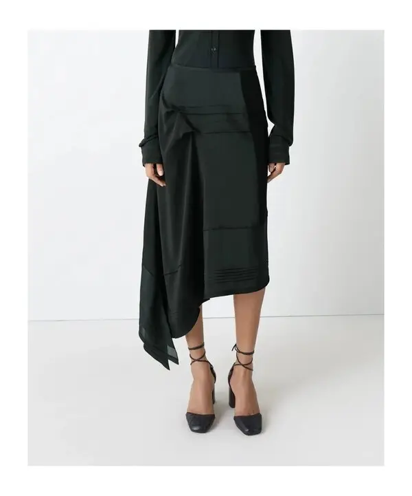 LEMAIRE Pleated Asymmetric Skirt - Slate Gray