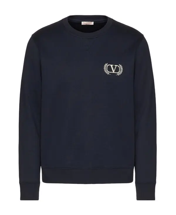 Valentino Garavani Navy Blue Embroidered Logo Sweater