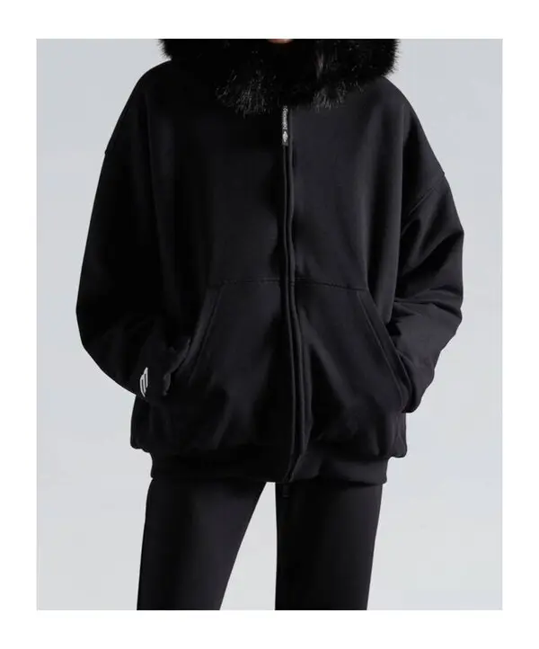 Balenciaga Zip-up Hooded Jacket With Fur Trim