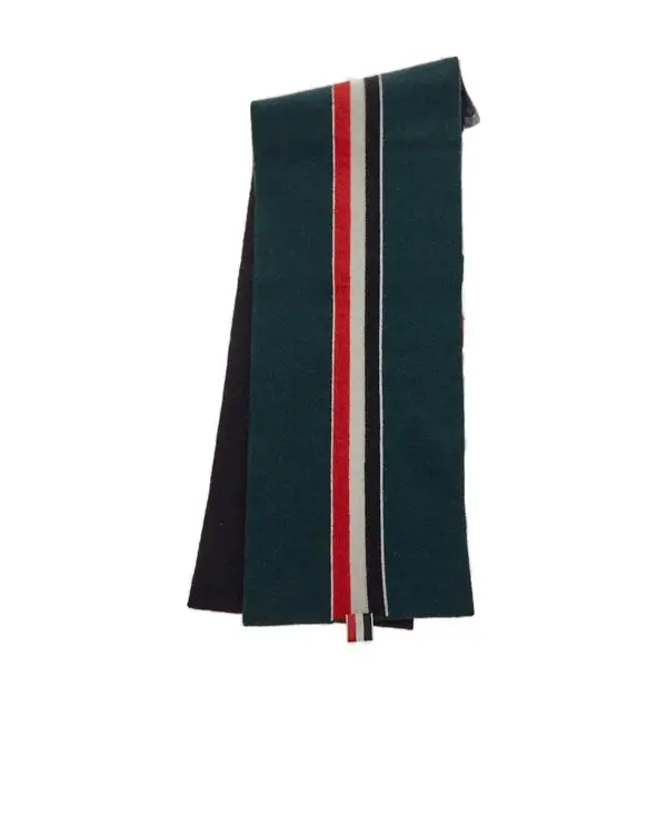 Thom Browne Rwb Stripe Detailed Knitted Scarf - Black