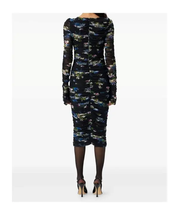Blumarine Floral Gathered Midi Dress